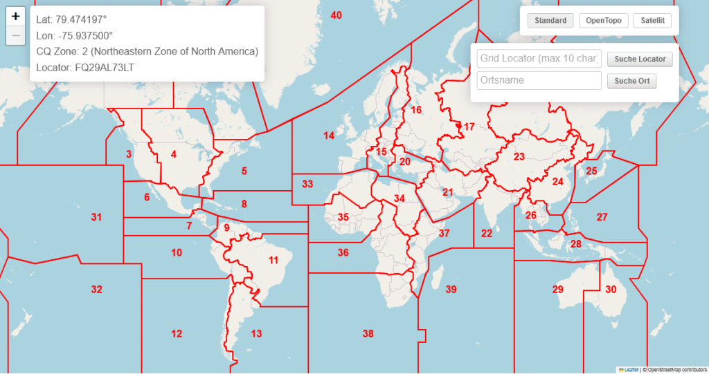 neue interactive CQ Zonen Karte - Amateurfunk by AFU-Base